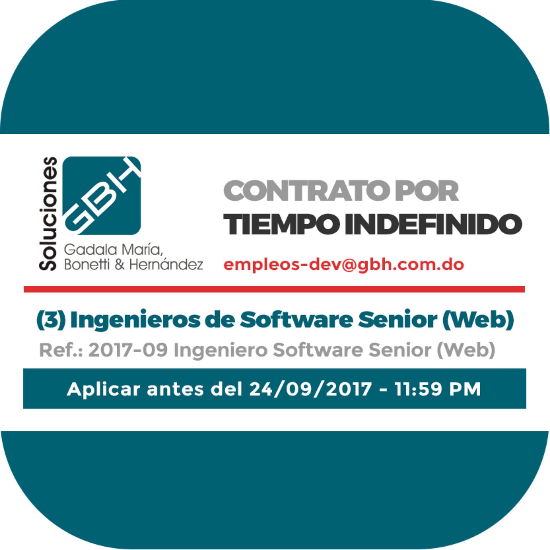 Tres (3) Ingenieros de Software Senior (Web) - Soluciones GBH - DominicanaSolidaria.org